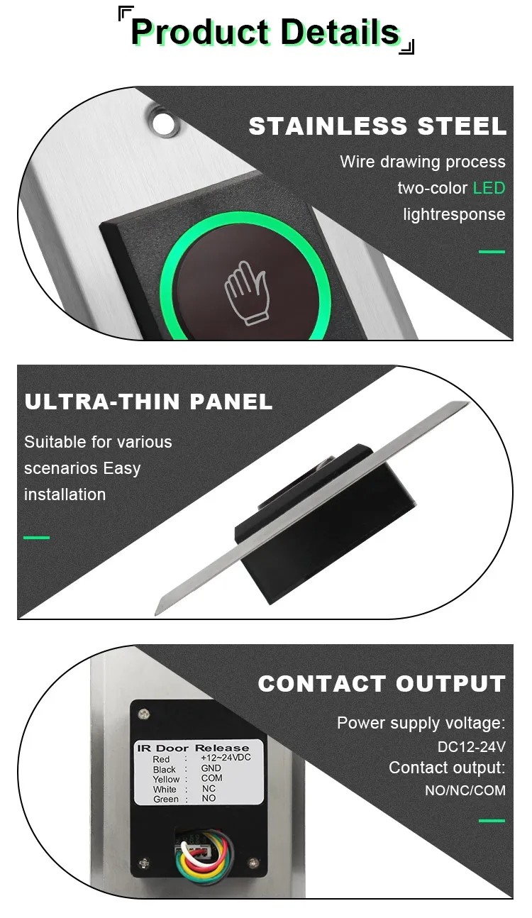 Electric Remote Controller Infrared Sensor Exit Button Waterproof Push Button No Touch Exit ...