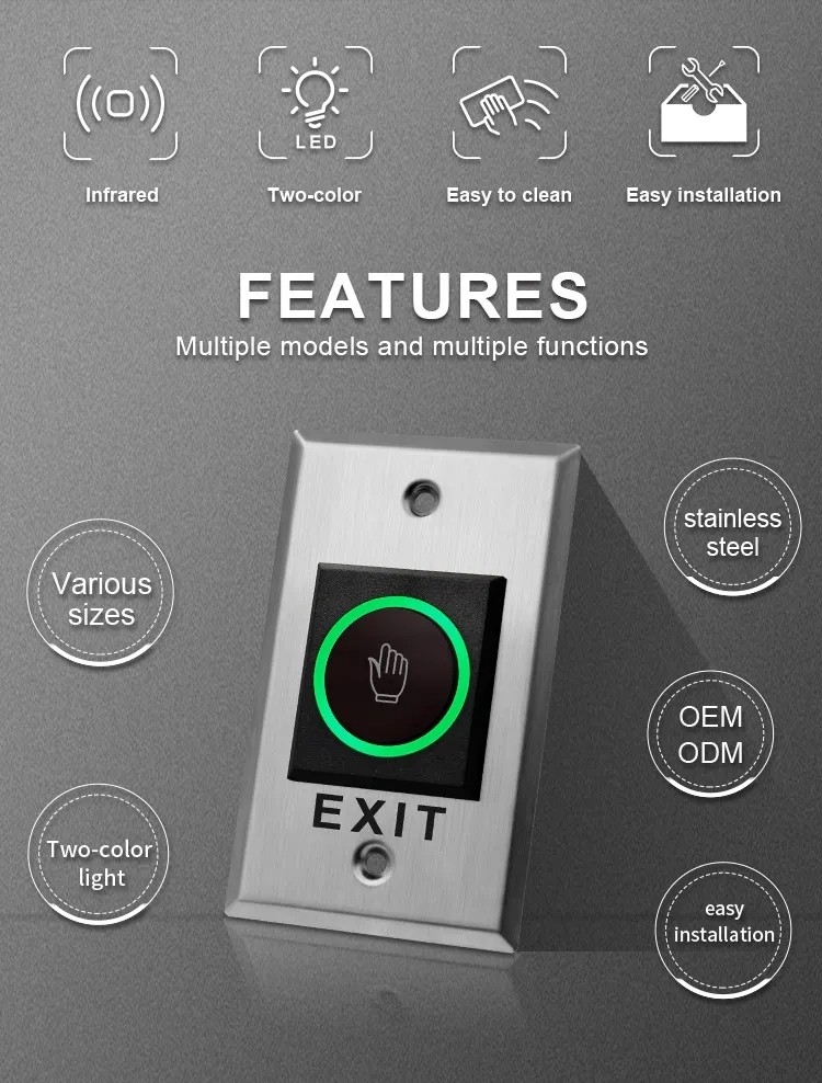 Electric Remote Controller Infrared Sensor Exit Button Waterproof Push Button No Touch Exit ...