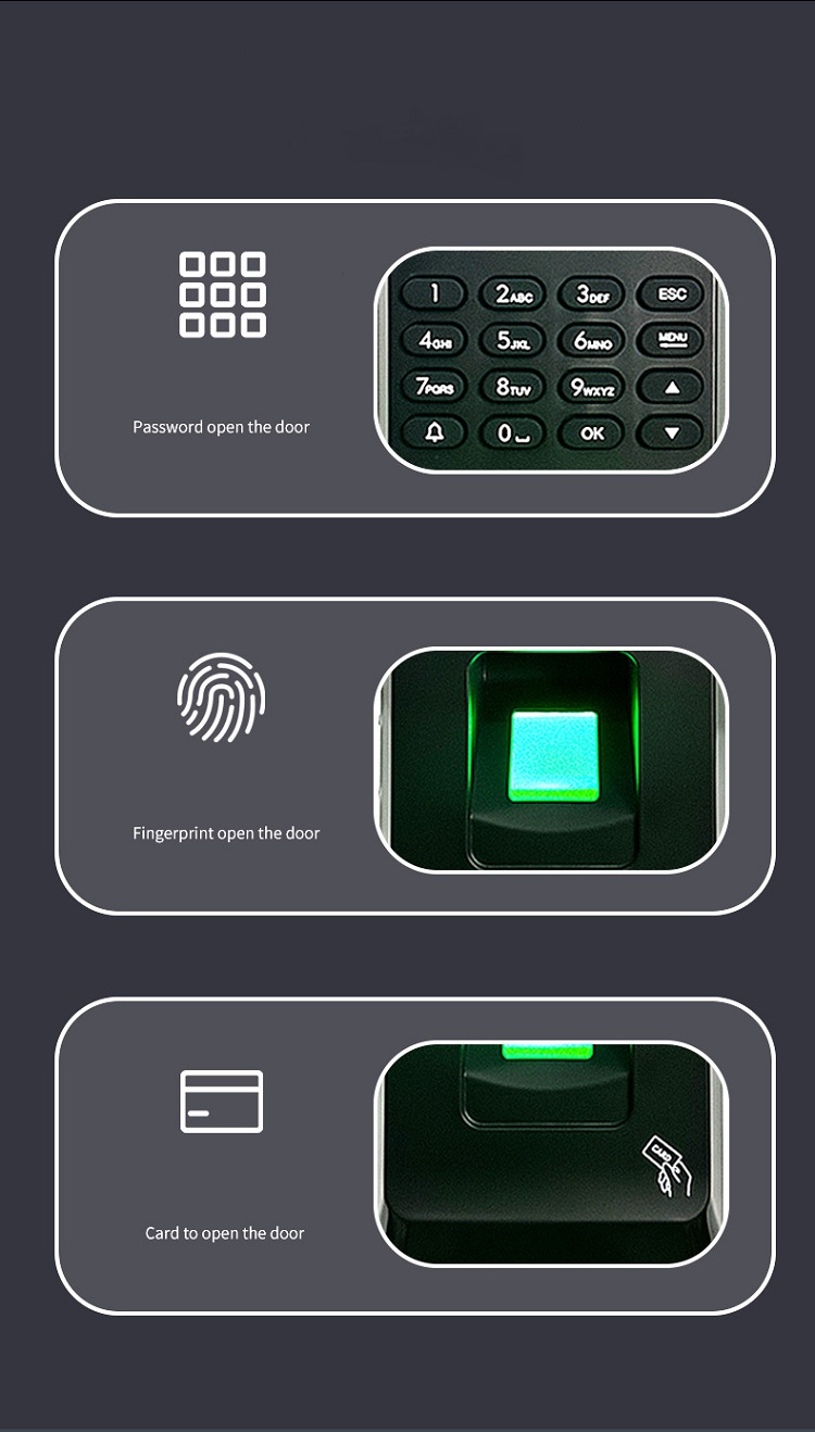 Biometric Rfid card reader/Password/Fingerpring recognition Time ...